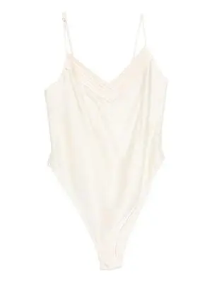 FORTE_FORTE Silk Satin Bodysuit - White