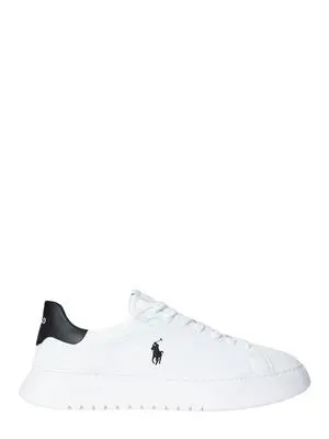 Polo Ralph Lauren Leather Sneakers With Logo - Black