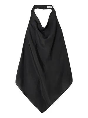 ST. AGNI Textured-silk Halterneck Top - Black