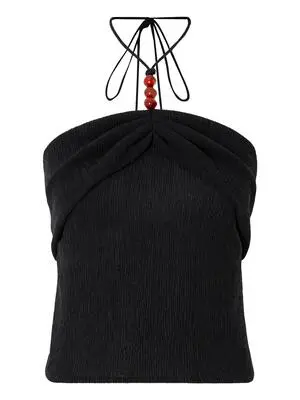 Magda Butrym Embellished Halterneck Top - Black