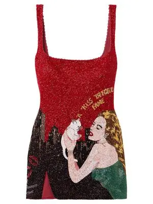 CLIO PEPPIATT Kitten Beaded Tulle Mini Dress - Multi