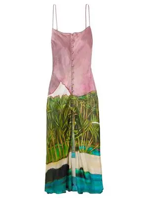 DONDE ESTEBAN La Sierra Printed Silk-satin Midi Dress - Multi