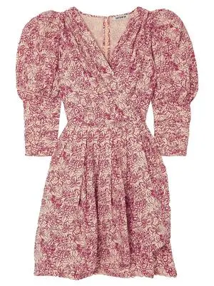 Batsheva Izra Floral-print Cotton-poplin Mini Dress - Red