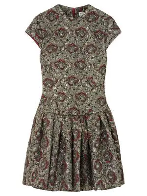 Simkhai Elowen Pleated Metallic Jacquard Mini Dress - Multi