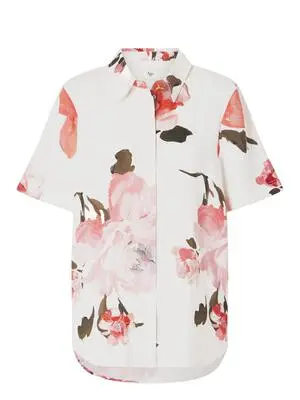Aje Vacation Floral-print Linen-blend Shirt - Multi
