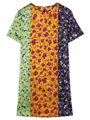 La DoubleJ Paneled Embroidered Cloque Mini Dress - Multi