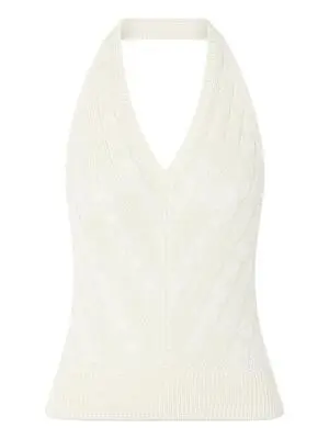 Ralph Lauren Cable-knit Silk Halterneck Top - Neutrals