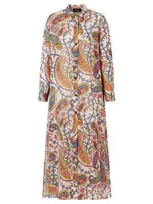 Etro Belted Paisley-print Cotton-voile Midi Shirt Dress - Multi