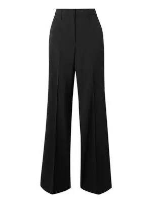 Sportmax Grain De Poudre Wool Wide-leg Trousers - Black