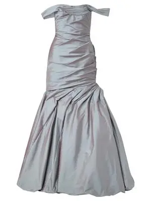 MARMAR HALIM One-shoulder Gathered Taffeta Gown - Blue