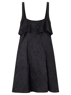 Chloé Ruffled Cutout Crinkled-satin Mini Dress - Black