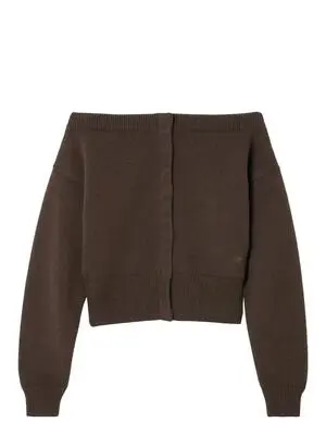 TOM FORD Off-the-shoulder Cropped Cashmere Cardigan - Brown
