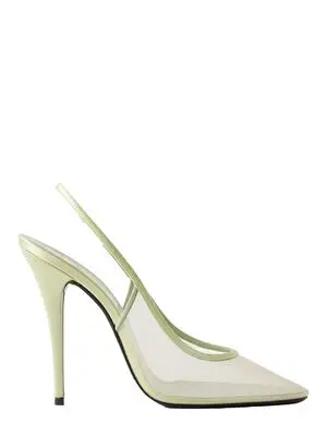 Saint Laurent Anita Satin-trimmed Mesh Slingback Pumps - Green