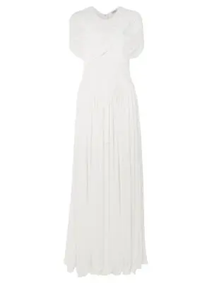 Simkhai Nancie Cape-effect Draped Pleated Jersey Maxi Dress - Ivory