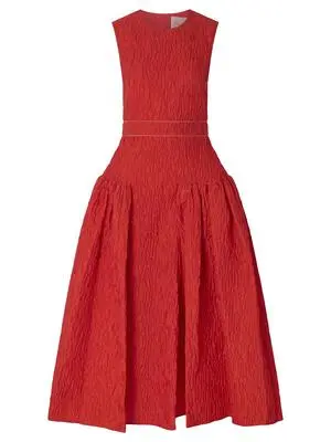 ROKSANDA Aya Cloqué Midi Dress - Red