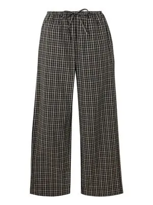 RÓHE Checked Cotton-poplin Wide-leg Pants - Black
