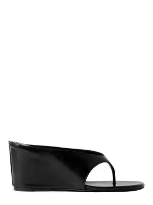 JUDE Yaga Leather Wedge Sandals - Black