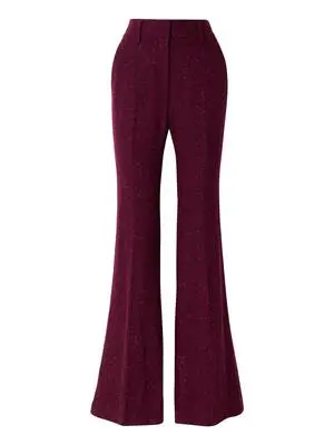 Gabriela Hearst Rhein Wool And Cashmere-blend Flared Pants - Burgundy