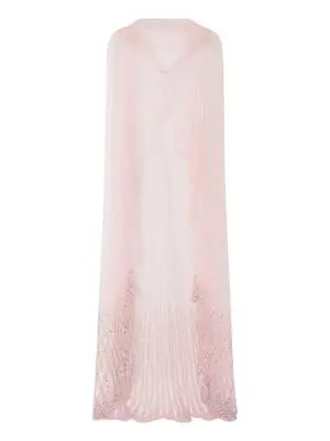 CLIO PEPPIATT Moonray Scalloped Embellished Tulle Cape - Pink