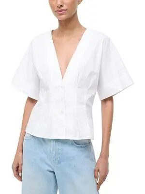 Staud Elle Button Front Top - White