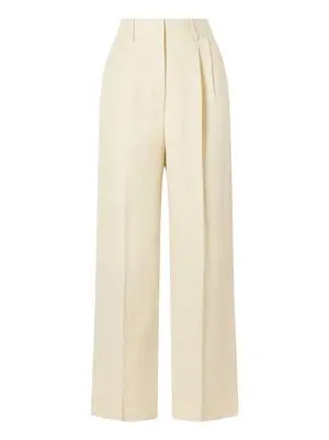 BLAZÉ MILANO Savannah Pleated Linen And Silk-blend Pants - Yellow