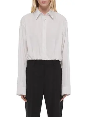 Helmut Lang Gathered Hem Crop Top - White