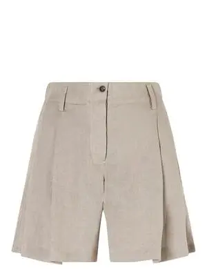 Brunello Cucinelli Pleated Linen Shorts - Green