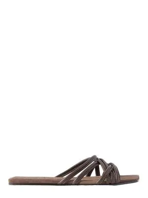 Brunello Cucinelli Leather Strappy Sandals - Brown