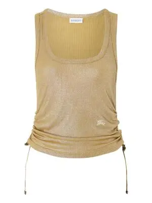 Burberry Ruched Ribbed Jersey Tank Top - Brown