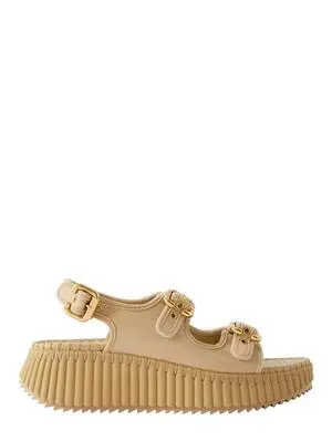 Chloé Nama Suede Platform Sandals Sand