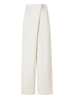 Brunello Cucinelli Belted Pleated Twill Wide-leg Pants - White