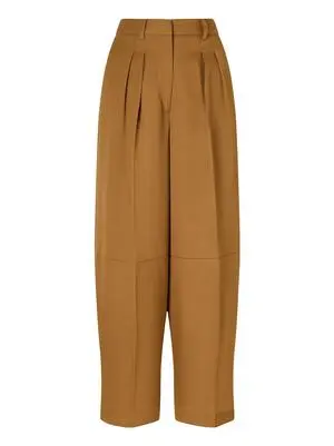 Altuzarra Dash Pleated Twill Barrel-leg Trousers - Brown