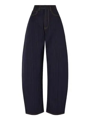 Alaïa Denim High-rise Barrel-leg Jeans - Dark Denim
