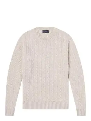 Dunhill Cable-knit Cashmere And Linen-blend Sweater - Neutrals