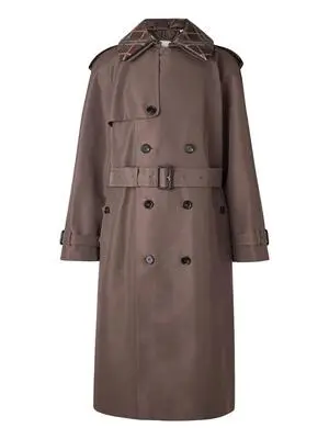 Burberry Leather-trimmed Silk And Cotton-blend Trench Coat - Brown