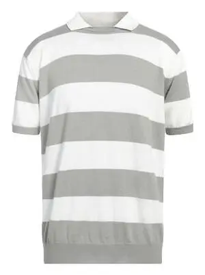 Eleventy Striped Knit Polo Shirt - Sage Green