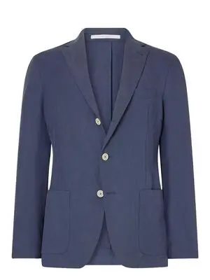 Eleventy Lyocell And Linen-blend Suit Jacket - Blue