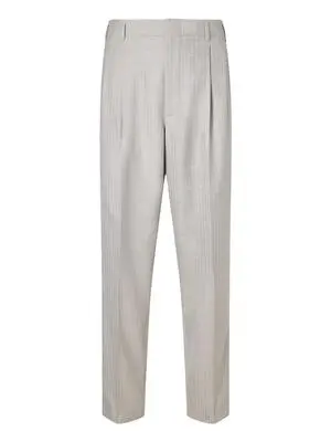Brunello Cucinelli Tapered Pleated Cashmere And Silk-blend Suit Trousers - Neutrals
