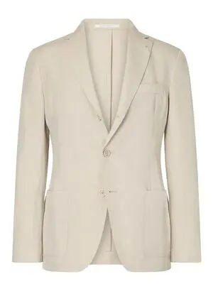 Eleventy Lyocell And Linen-blend Suit Jacket - Neutrals