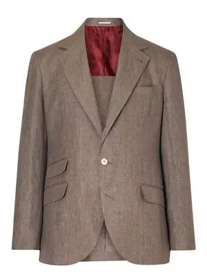 Brunello Cucinelli Linen Suit Jacket - Brown