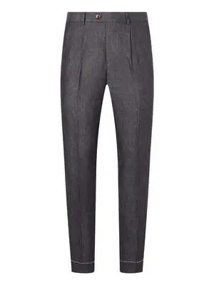 Brunello Cucinelli Slim-fit Pleated Linen Suit Trousers - Gray
