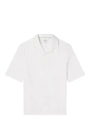 Brunello Cucinelli Camp-collar Textured-cotton Shirt - White