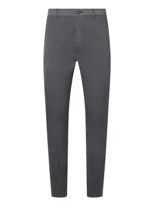 Eleventy Straight-leg Pleated Stretch Cotton And Silk-blend Trousers - Gray