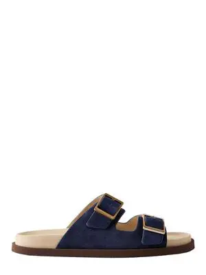 Brunello Cucinelli Buckled Suede Sandals - Blue