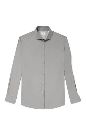 Brunello Cucinelli Cutaway-collar Cotton Shirt - Gray