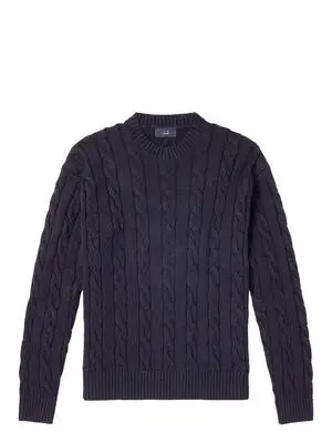 Dunhill Cable-Knit Cotton Sweater Navy