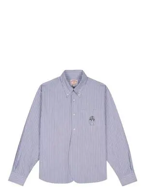 BRAIN DEAD Brooks Brothers California Half Placket Oxford Button Up Shirt - Blue