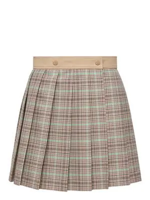 Moncler Checked Pleated Mini Skirt - Brown