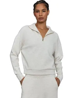 Carbon38 Interlock Knit Half Zip Pullover - Moonbeam