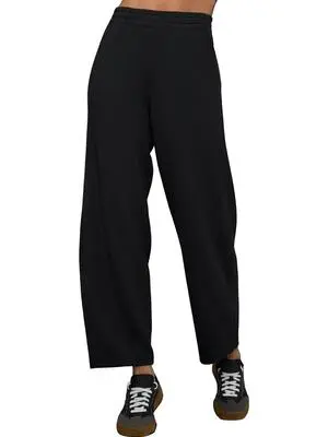 Carbon38 Barrel Leg Interlock Pant - Black
